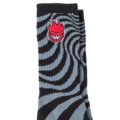 Spitfire Bighead Fill Emb Black Charcoal 1 Pair Mens Socks