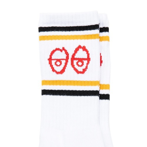 Krooked Eyes White Black Khaki 1 Pair Mens Socks