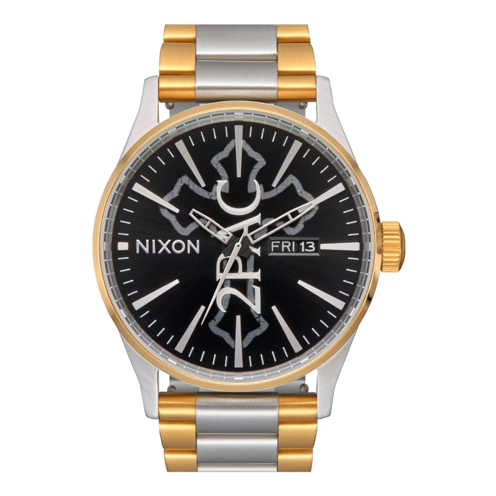 Nixon 2PAC Sentry Stainless Steel Silver Black Watch